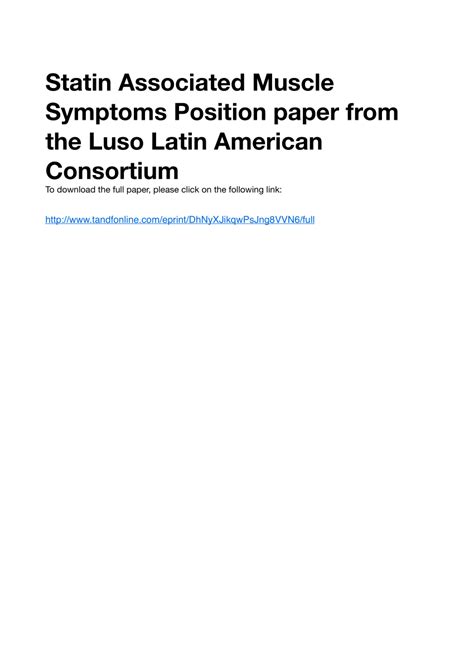 Pdf Statin Associated Muscle Symptoms Position Paper From The Luso