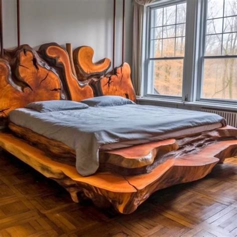 Rustic Elegance Redefined Unveiling Exquisite Live Edge Bed Frames