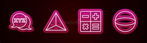 Set Line Xyz Coordinate System Geometric Figure Tetrahedron Calculator And Sphere Glowing