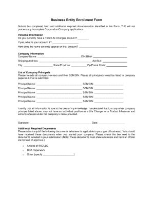 Fillable Online Business Entity Enrollment Form Fax Email Print PdfFiller