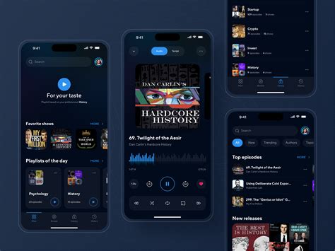 podcast app — mobile ui ux design by conceptzilla on dribbble