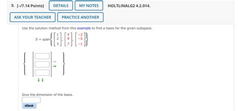 Solved Points HOLTLINALG Use The Solution Chegg Com