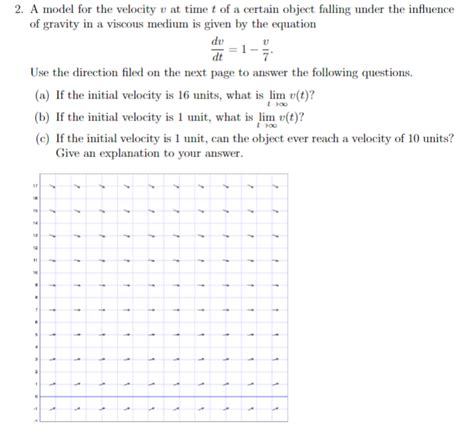 Solved A Model For The Velocity V At Time T Of A Certain Chegg