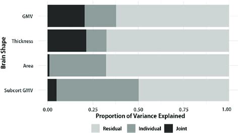 Proportion Of The Variance Of Brain Feature Change Scores Explained By