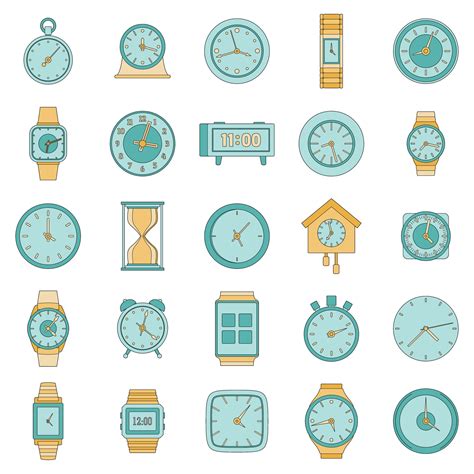 Time And Clock Icons Set Vector Color 32035427 Vector Art At Vecteezy