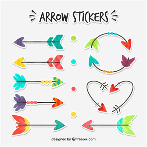 Colección De Pegatinas De Bonitas Flechas Decorativas Vector Gratis