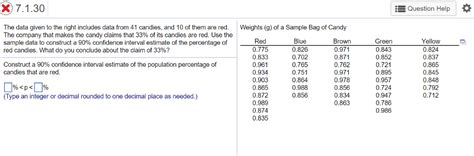 solved x 7 1 30 e question help weights g of a sample bag