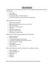 Microsoft Excel Study Guide Docx Microsoft Excel Format The Table On A Worksheet So That Every