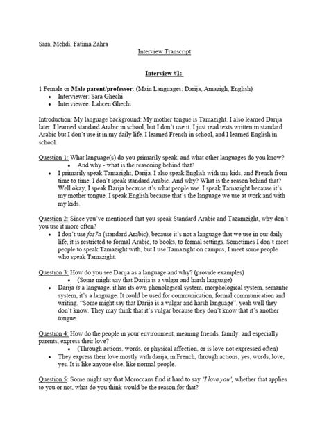 Interview Transcript Psy Sexuality And Gender Final Paper Pdf Nonverbal Communication Body