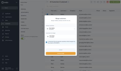 merging customers ovatu help guides