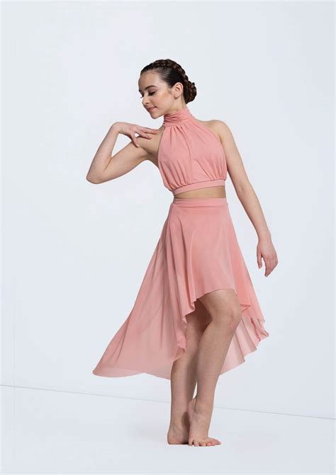 Weissman Shirred Power Mesh Crop Top Move Dance Fr