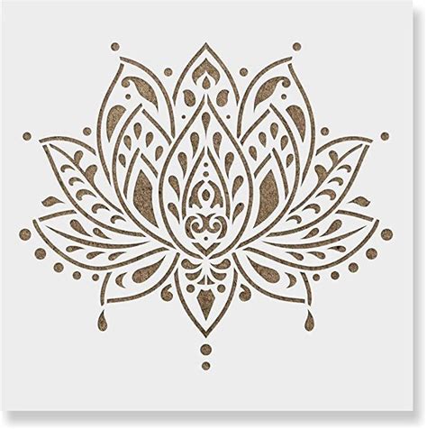 Sacred Lotus Flower Stencil Template For Walls And Crafts Reusable