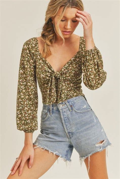 Floral Print Tie Front Blouse Tie Front Blouse Front Tie Top Front
