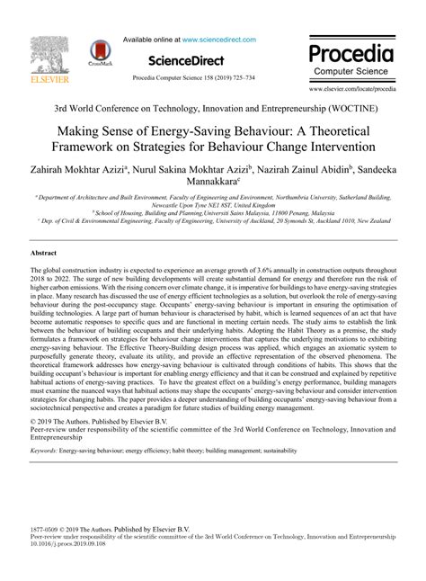 Pdf Making Sense Of Energy Saving Behaviour A Theoretical Framework On Strategies For