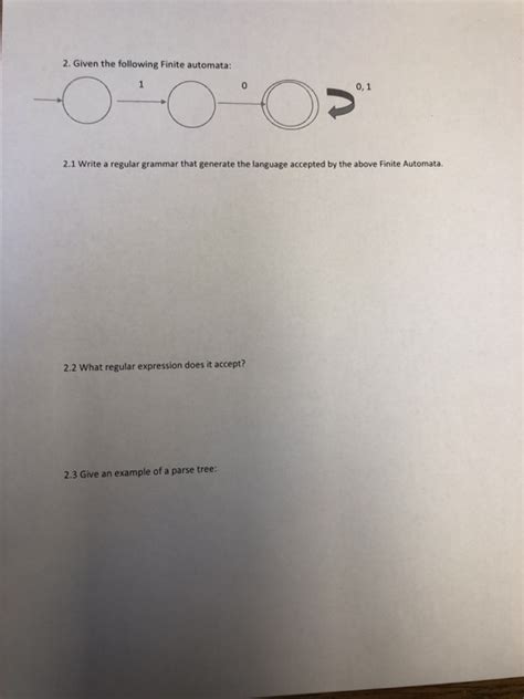 Solved 2 Given The Following Finite Automata 0 1 21 Write
