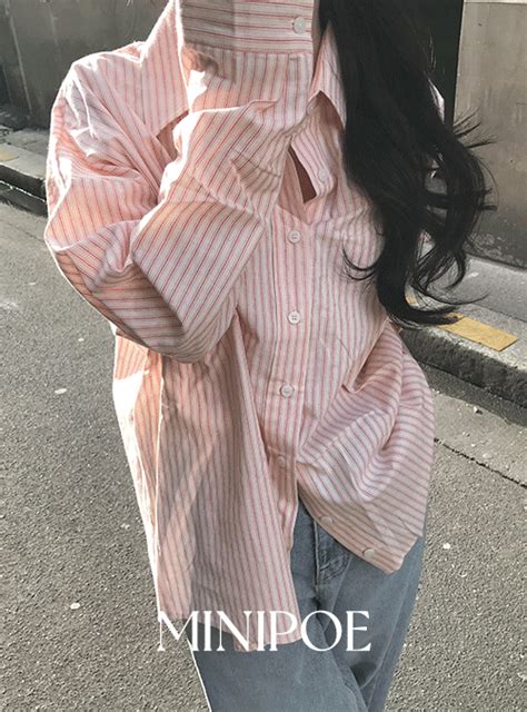 [2024블랙프라이데이][made] 버터북 스트라이프 셔츠 1color Peach Orange 에이블리