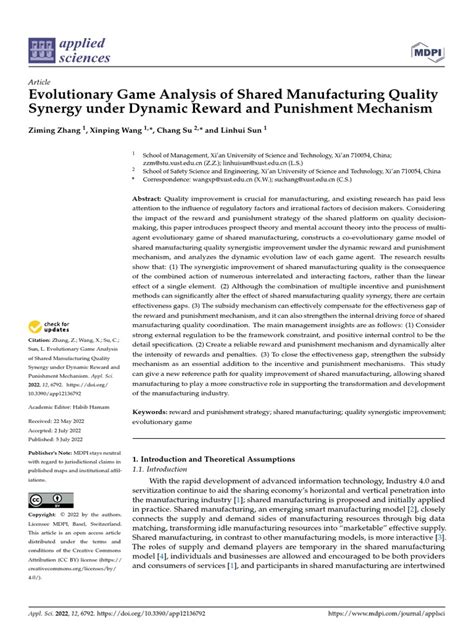 Evolutionary Game Analysis Of Shared Manufacturing Quality Synergy