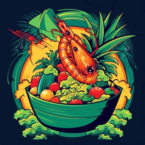 Premium Ai Image Shrimp And Pineapple Fried Rice In An Art Style