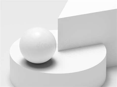 Abstract White Geometrical Shapes Exhibiting Minimalistic Design 3d Stock Illustration