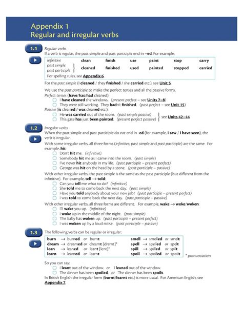 Appendix Regular And Irregular Verbs Pdf