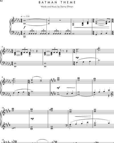 Batman Theme Sheet Music By Danny Elfman Nkoda Free 7 Days Trial