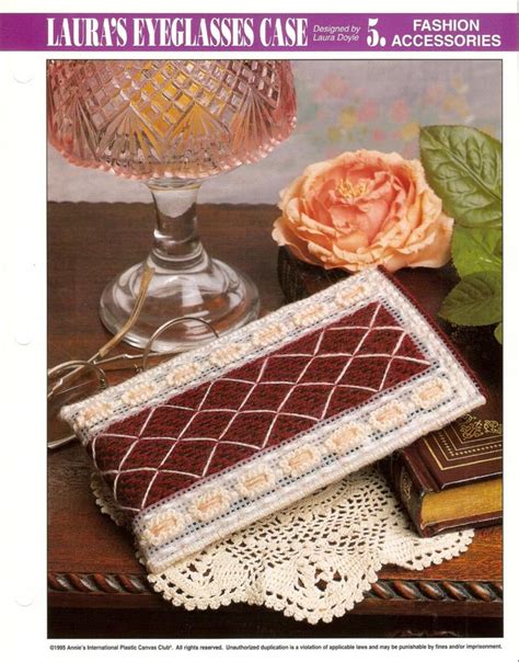 EYEGLASS CASE DESIGNS PLASTIC CANVAS PATTERN SHEET LEAFLET ASSORTED