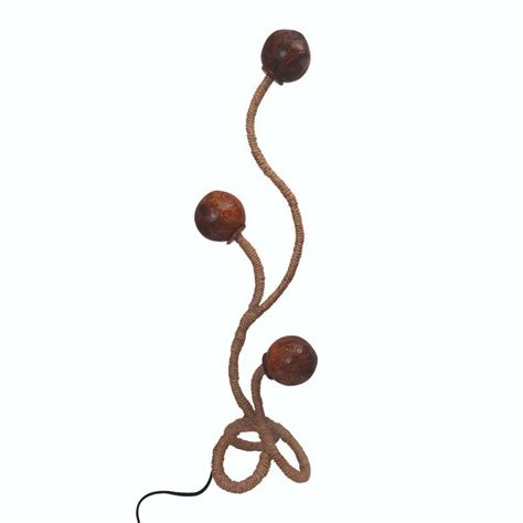 Nandh Handmade 3 Balls Coconut Shell Floor Stand Swirling Leaves