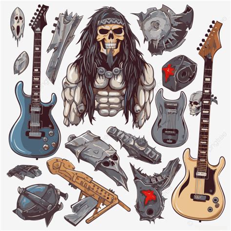 Heavy Metal Vector Sticker Clipart And Bats Along With Many Other