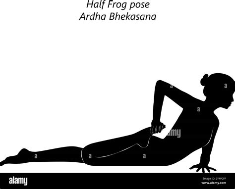 Silhouette Of Young Woman Practicing Ardha Bhekasana Yoga Pose Half