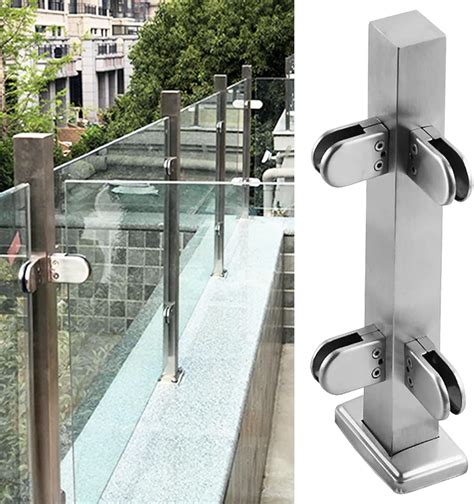Amazon ガラス手すりポス バルコニー ステンレス スチール ガラス手すりポスト長方形手すりポスト ブラケット屋外屋内パティオ