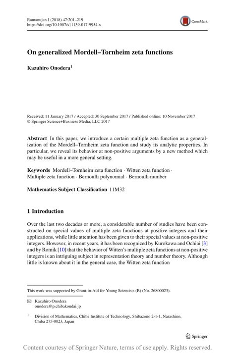 On Generalized Mordell Tornheim Zeta Functions Request Pdf