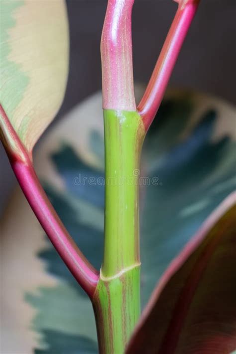 Macro Photography Of The Stem A Macro Shot Of The Ficus Elastica Stem Shows Its Dense