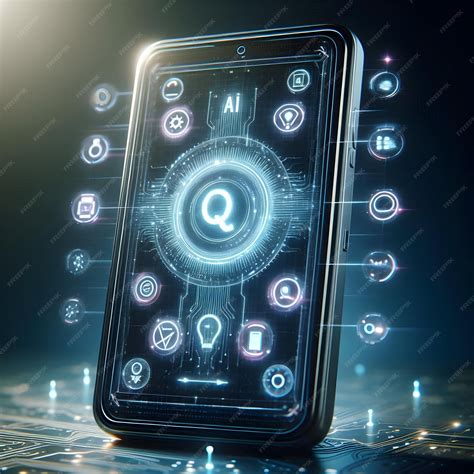 Mobile Phone With Holographic Ai And Robot Icons On White Background Artificial Intelligence And