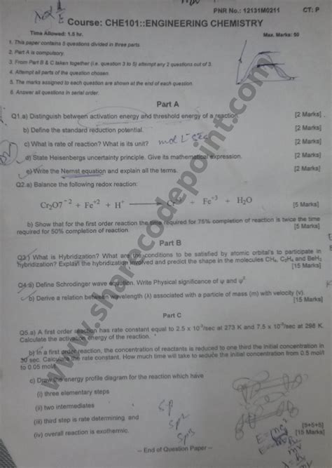 Che Engineering Chemistry Mid Term Question Paper Lpu
