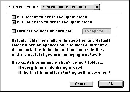 Default Folder Preferences