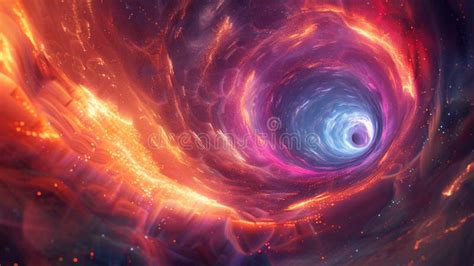 Vibrant Visualization Of A Space Time Bending Wormhole In Abstract Form