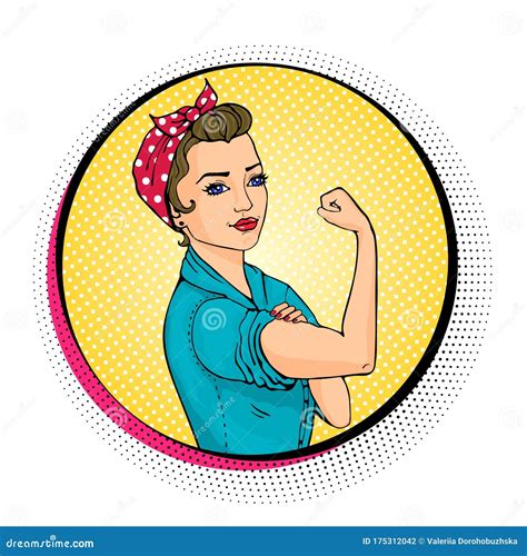 We Can Do It Pop Art Strong Girl In A Circle Stock Vector
