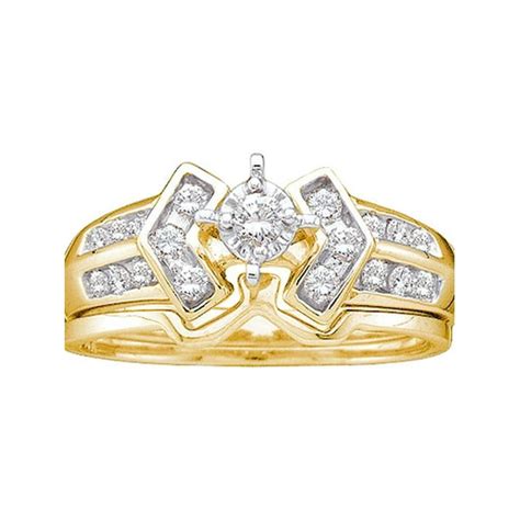 Thejewelrymaster 10kt Yellow Gold Womens Round Diamond Bridal Wedding