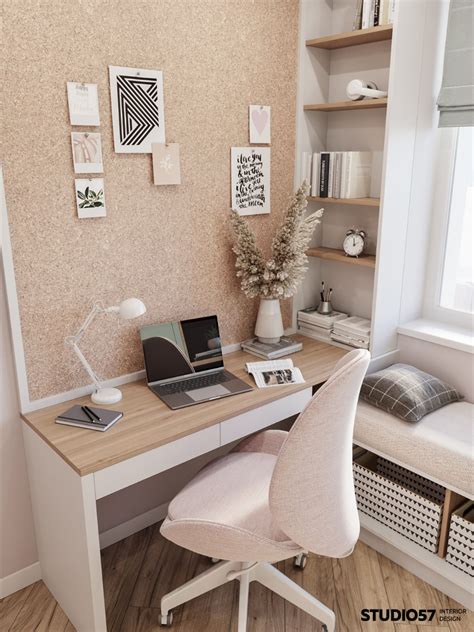 Дизайн рабочей зоны в детской Рабочая зона Розовая детская Фреска на стене Наклейка на стене