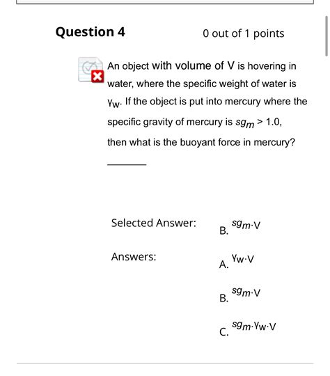 Solved Question 40 ﻿out Of 1 ﻿pointsan Object With Volume Of