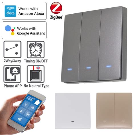 Zigbee Button Light Wall Switch 3 Color Blue Led 86 86mm Tuya Smart