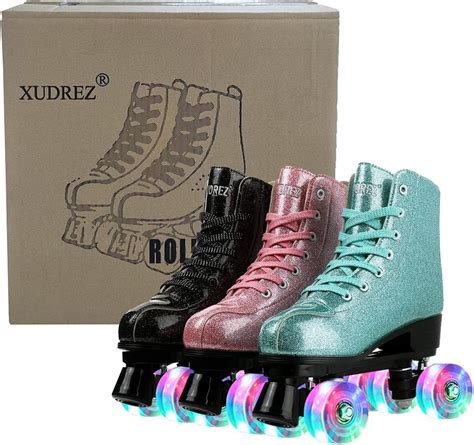 Buy Xudrez Roller Skates For Women Men Shiny Pu Leather High Top Roller