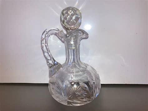 Antique Cut Glass Cruet Cut Glass Thistle Cruet Cut Glass Leaf