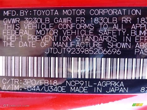 2008 Yaris Color Code 3p0 For Absolutely Red Photo 62851345