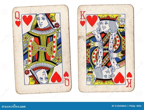 Vintage Playing Cards Showing A King And Queen Of Hearts Stock Illustration Illustration Of