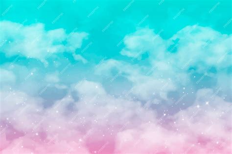 손으로 그린 수채화 파스텔 하늘 배경 무료 벡터