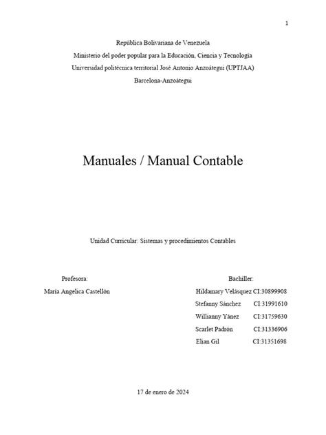 Sistemas Y Procedimientos Contables Manual Contable Pdf Contabilidad Auditoría
