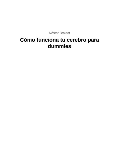 COMO FUNCIONA TU CEREBRO PARA DUMMIES Pdf