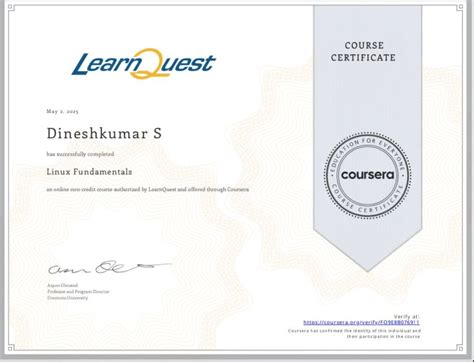 Devops Linux Coursera Learnquest Lifelonglearning Techjourney… Dineshkumar Suresh