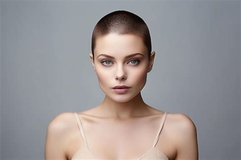 Premium Ai Image Fashionable Female With Buzz Cut Hairstyle